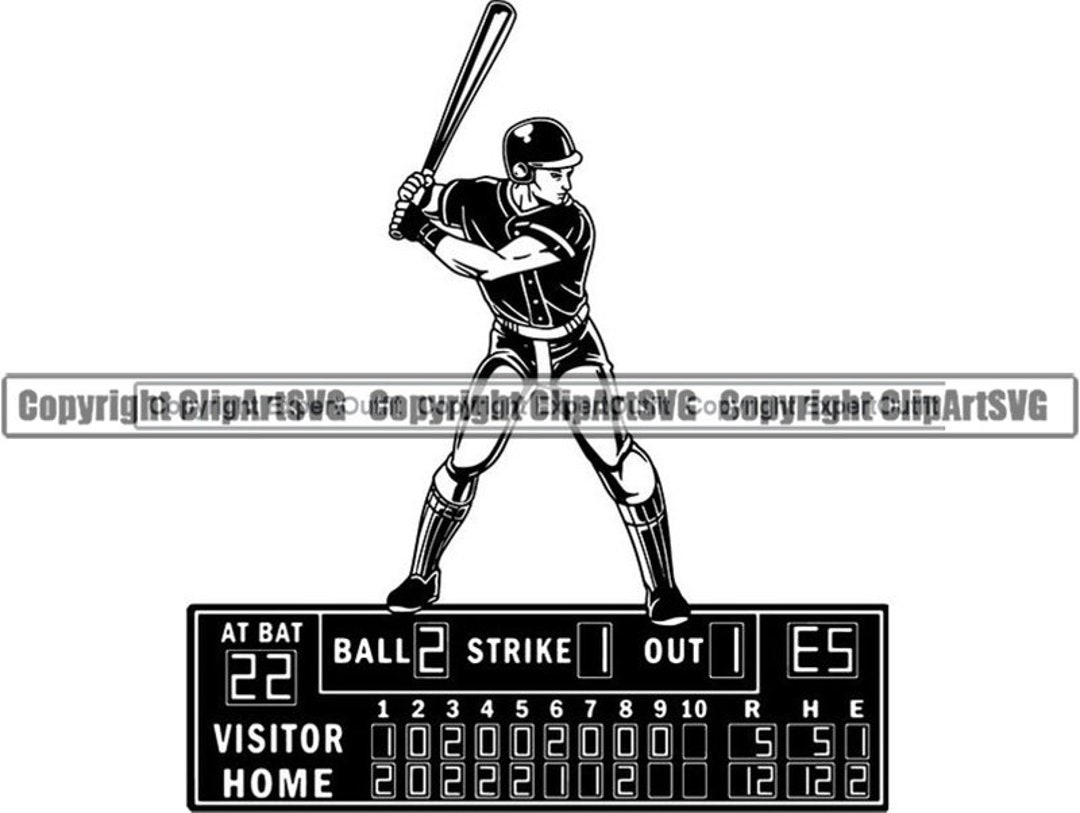 Baseball Scoreboard Clip Art Black And White