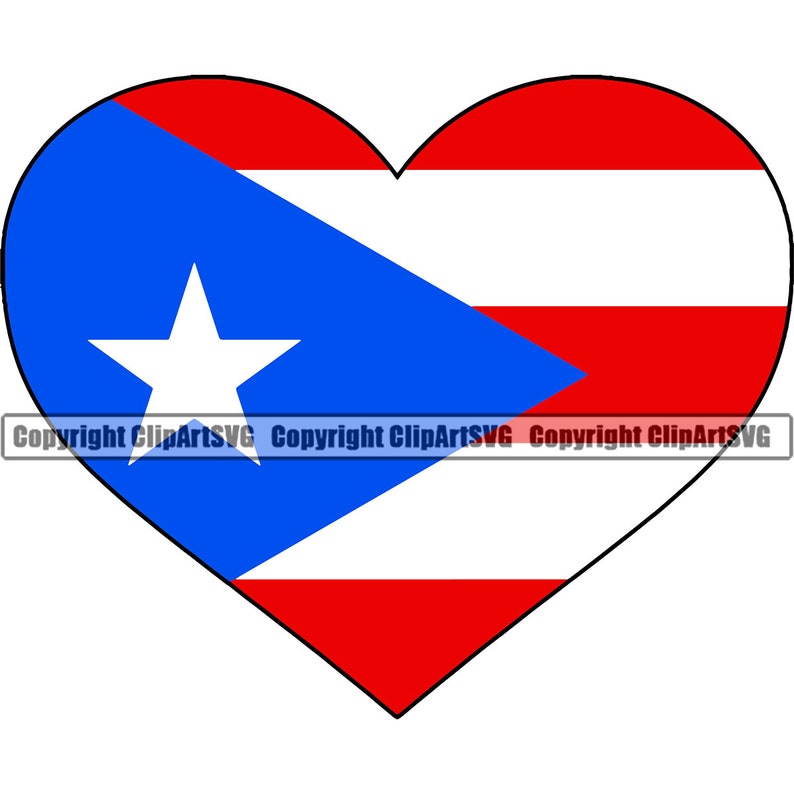 Puerto Rico Rican Heart Love Flag Country World Nation Map - Etsy