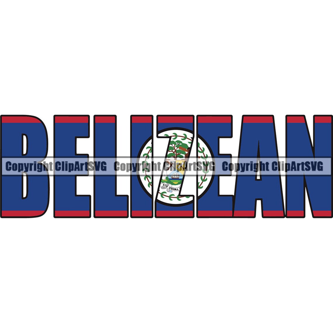 Belize Belizean Text Word Letter Typography Flag Country World - Etsy