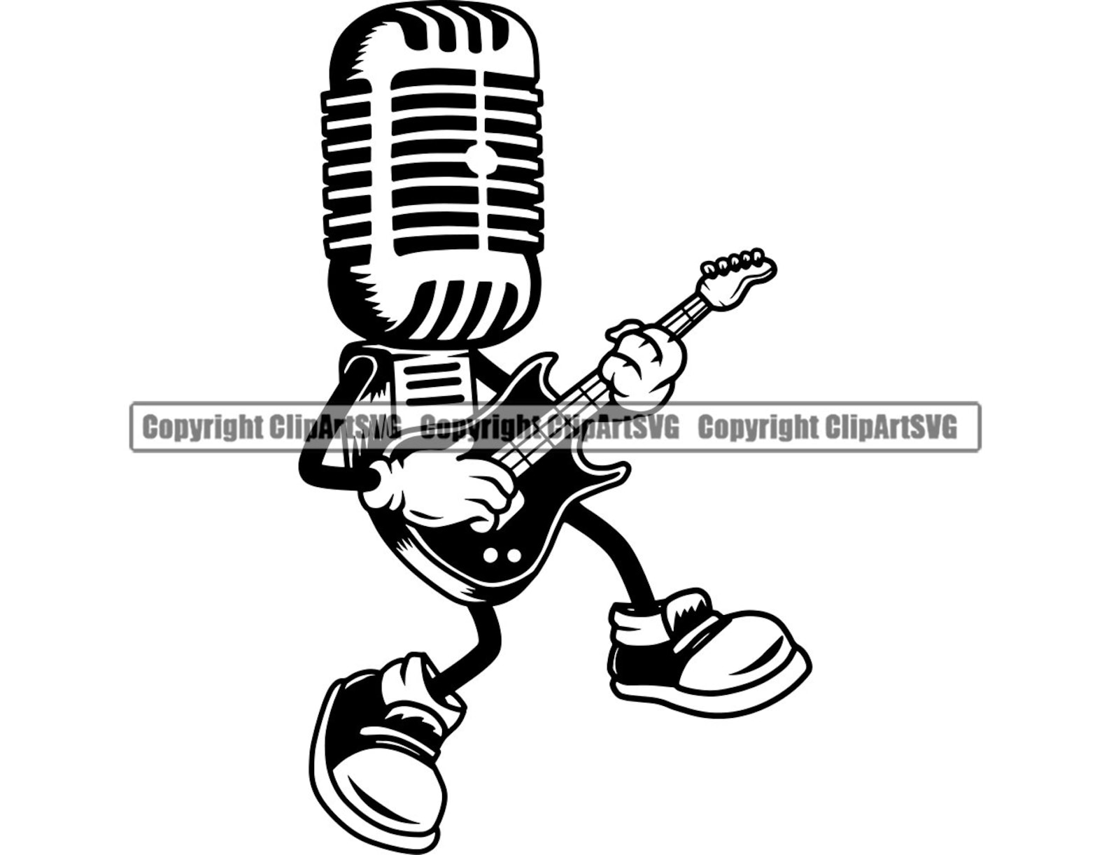 Rock N Roll Star Microphone Playing Guitar Heavy Metal Musician Music ...