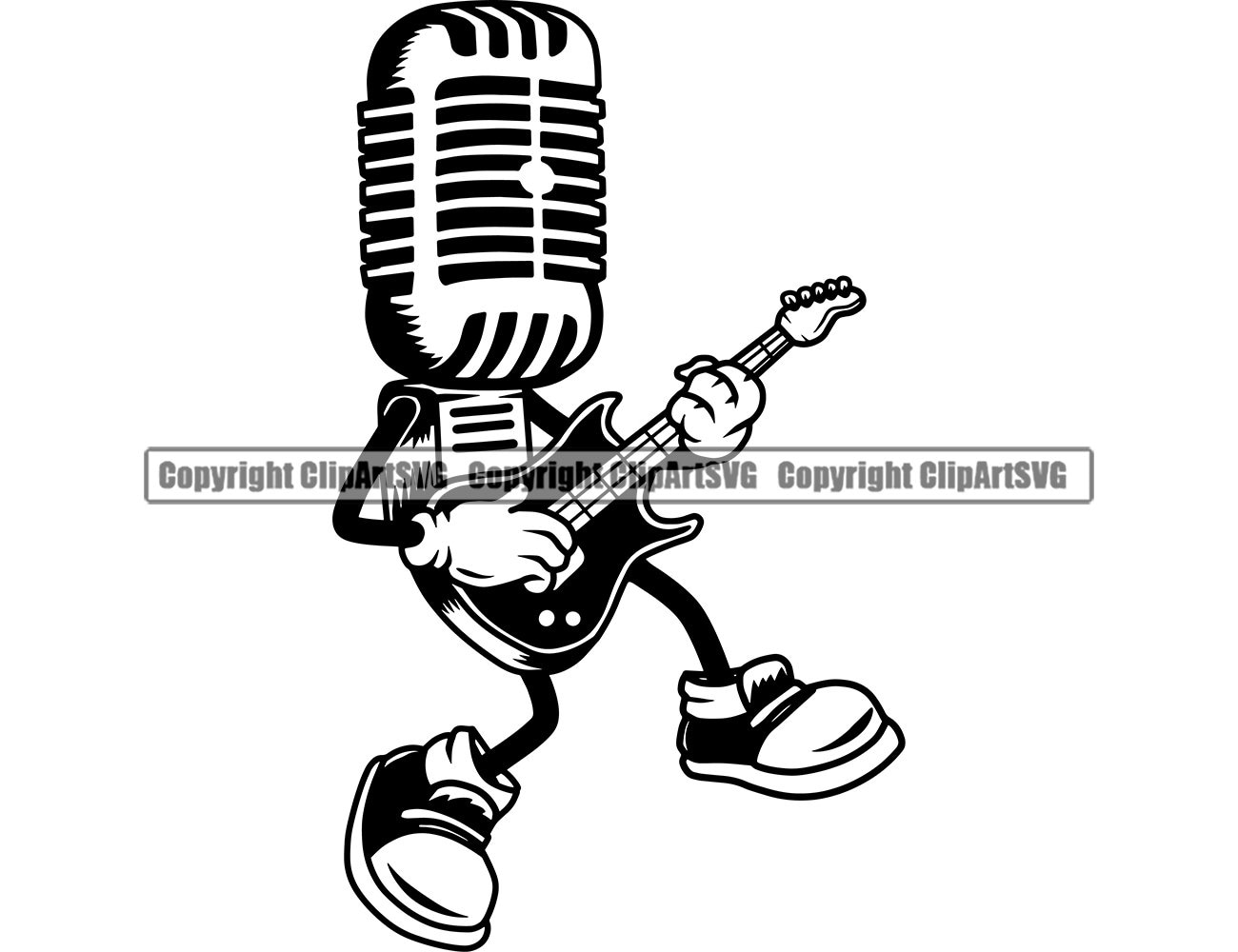 Rock N Roll Star Microphone Playing Guitar Heavy Metal Musician Music ...