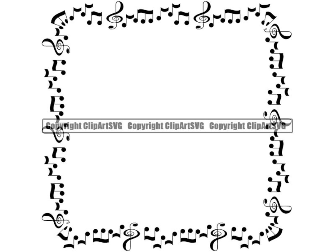 Music Note Rectangle Frame Border Symbol Treble Clef Sheet Musical ...