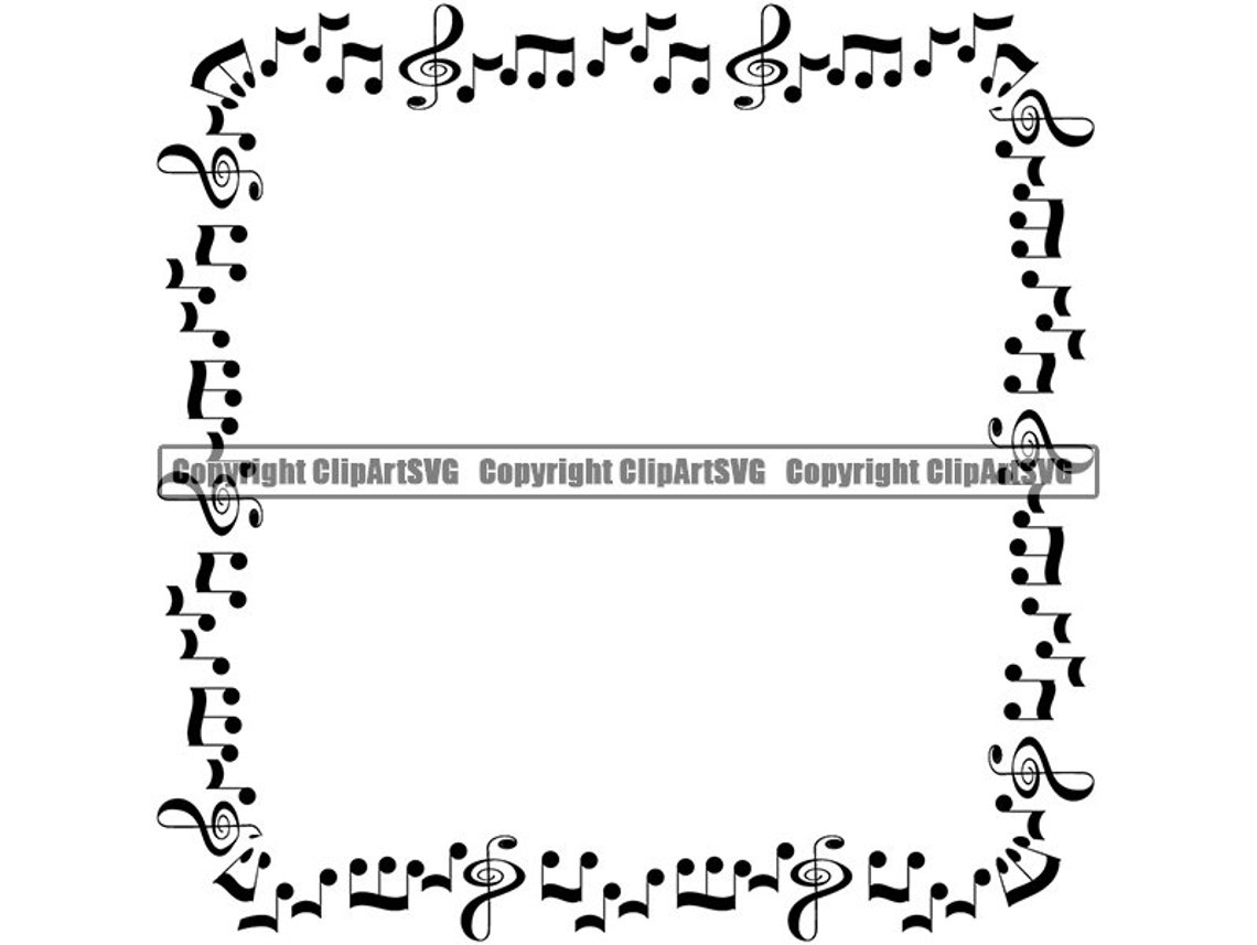 Music Note Rectangle Frame Border Symbol Treble Clef Sheet Musical ...