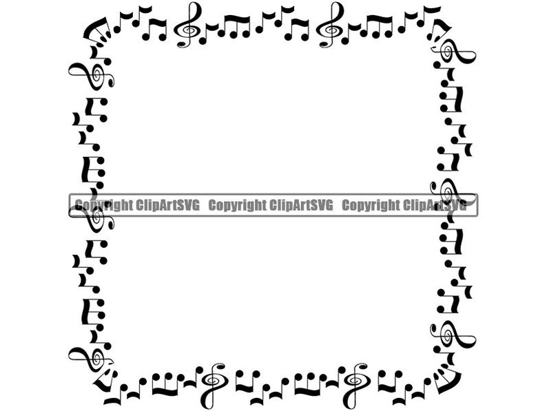 Music Note Rectangle Frame Border Symbol Treble Clef Sheet Musical ...