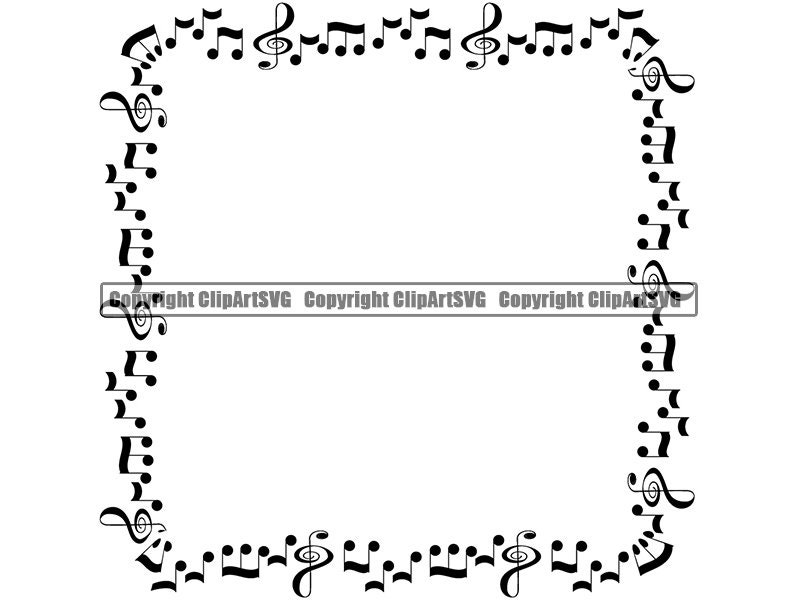 Music Note Rectangle Frame Border Symbol Treble Clef Sheet Musical ...