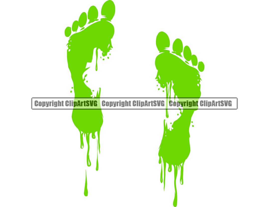 Green Slime Ooze Toxic Goo Feet Foot Print Drip Splatter Splat Liquid ...
