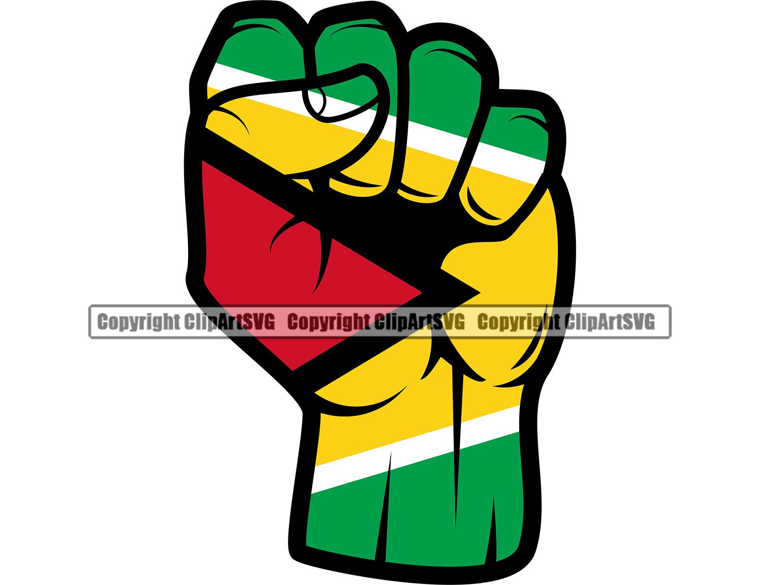 Guyana Guyanese Hand Fist Raised Power Unity Flag Country World Nation ...