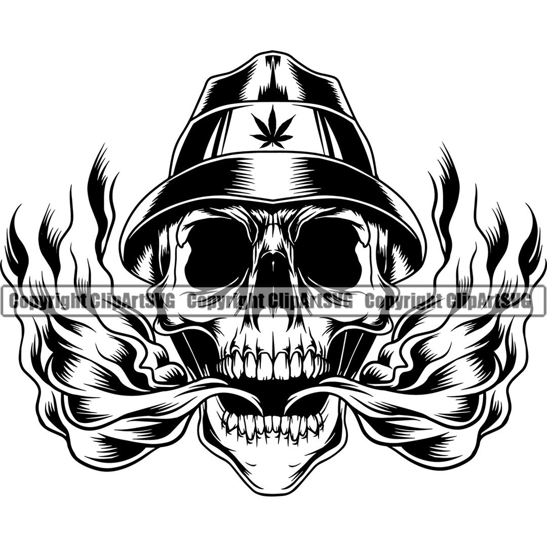 Marijuana Leaf Skull Skeleton Gangster Cannabis Plant Joint Bud Pot ...