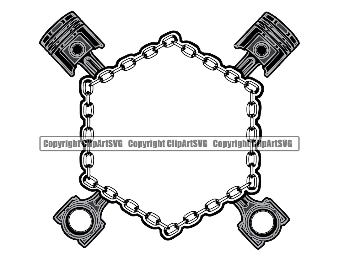 Motorcycle Chain Shield Border Frame Custom Piston Car Repair Shop ...