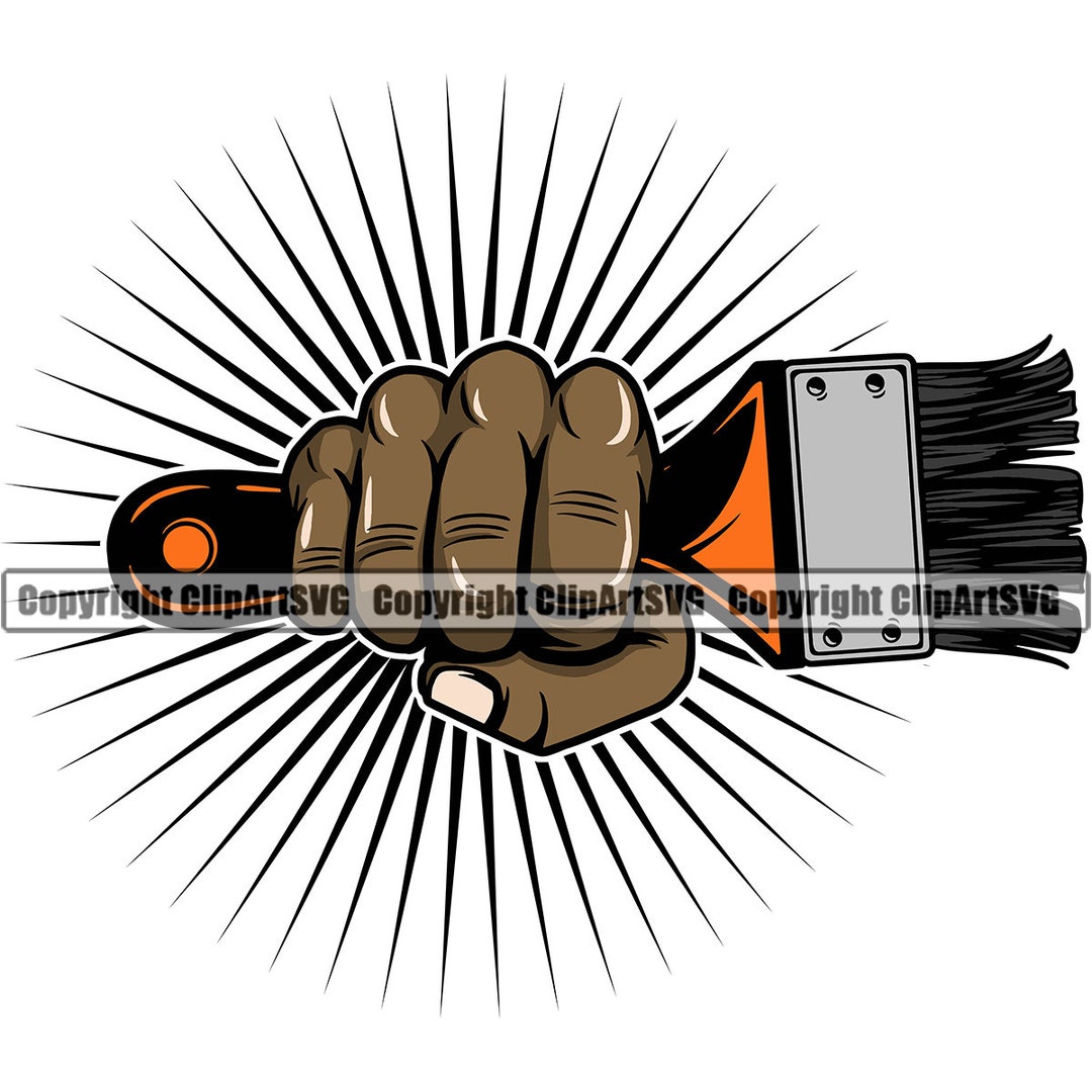 Black Hand Holding Paint Brush Painter Painting Tool Handyman Work ...