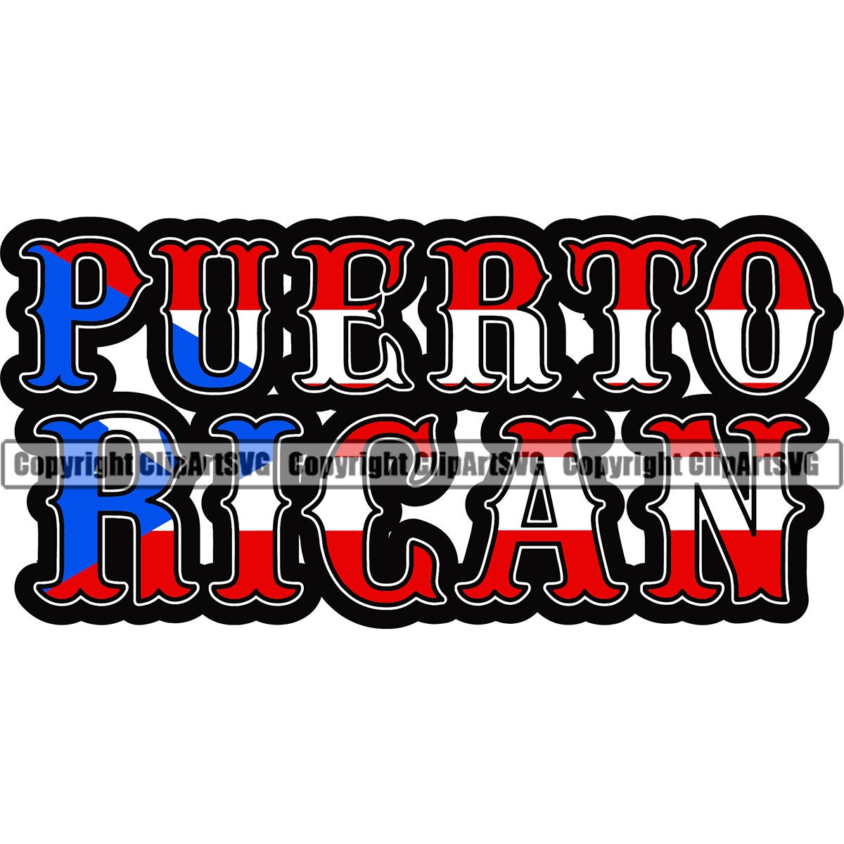 Puerto Rico Rican Fancy Name Word Text Flag Country World | Etsy