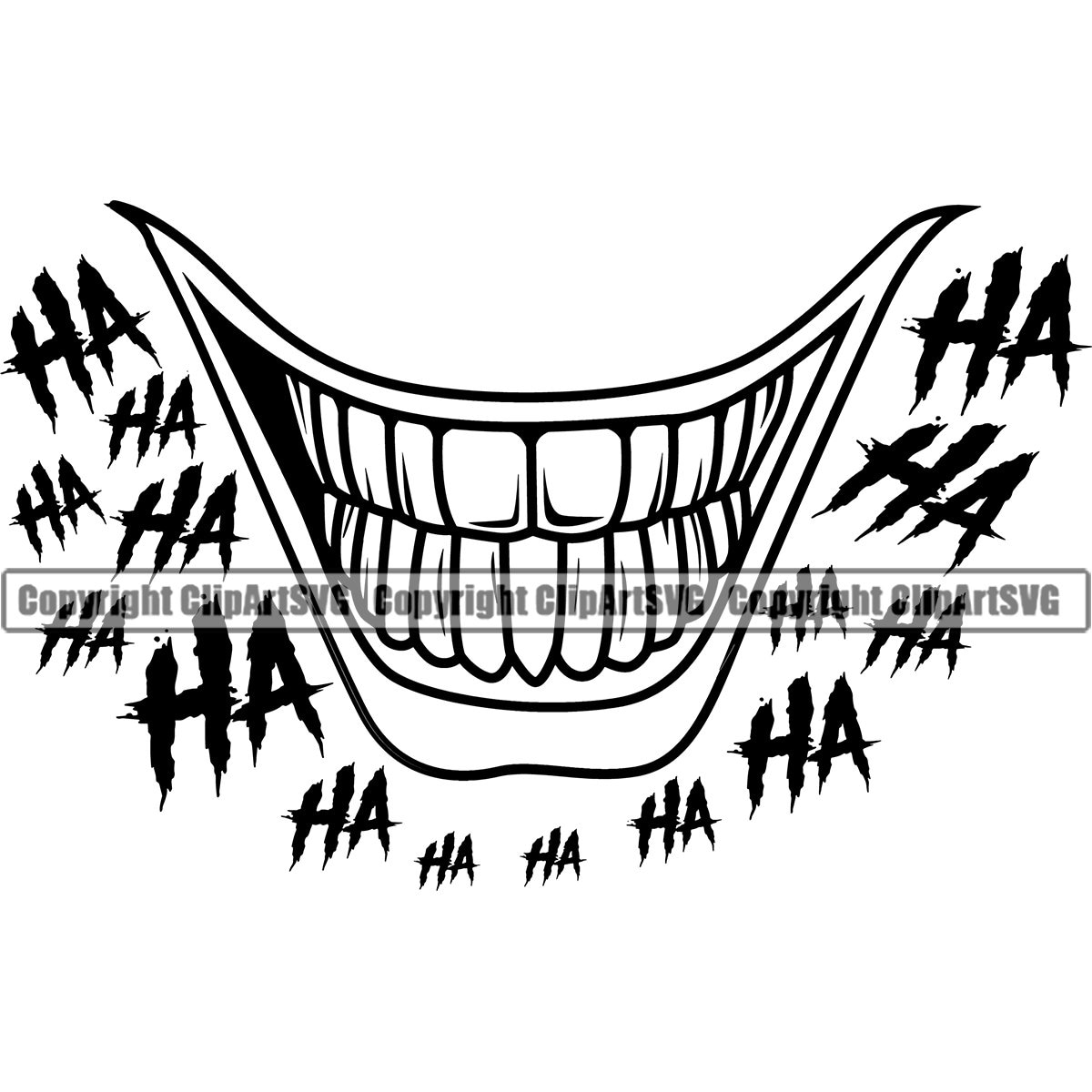 Joker Smile Silhouette Halloween Evil Horror Clown Joker Smile Face'