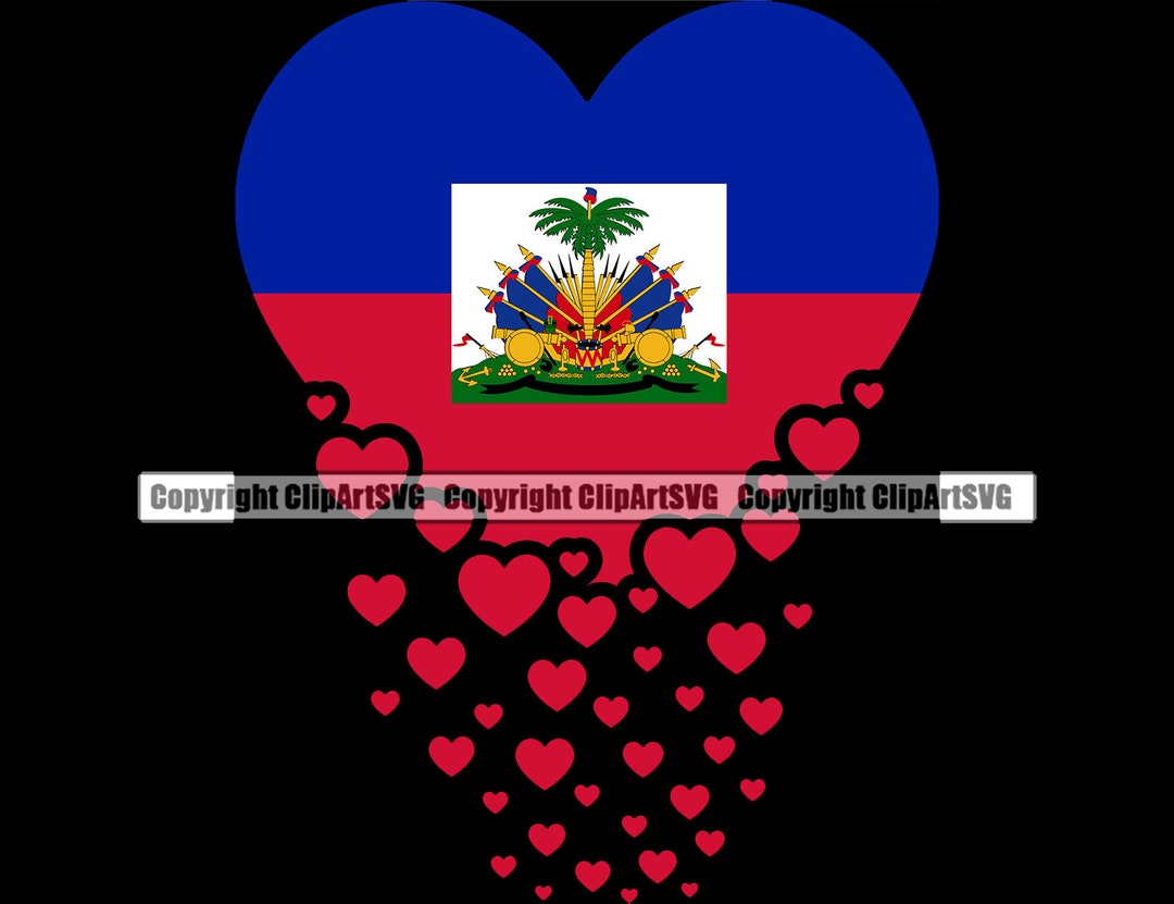 Haiti Haitian Falling Heart Shaped Flag Country World Nation Sign ...