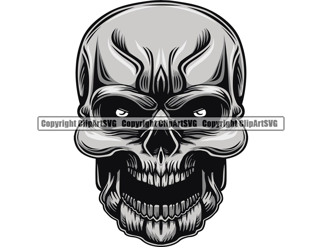 Skull Skeleton Head Face Grin Grinning Evil Kill Killer Tattoo Human ...