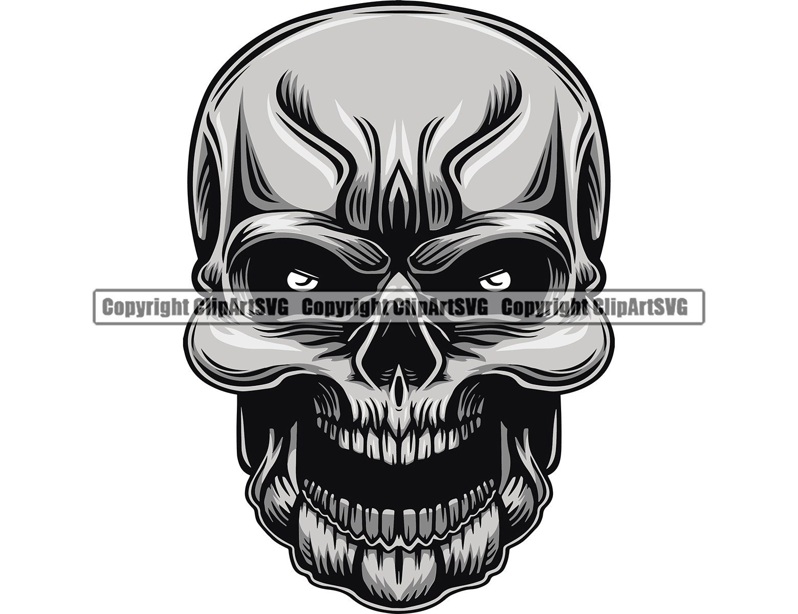 Skull Skeleton Head Face Grin Grinning Evil Kill Killer Tattoo | Etsy