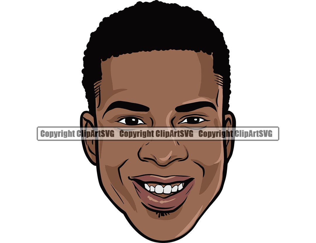 Handsome Black Man Male Man Face Dimples Head Wavy Hair Young Guy Model ...