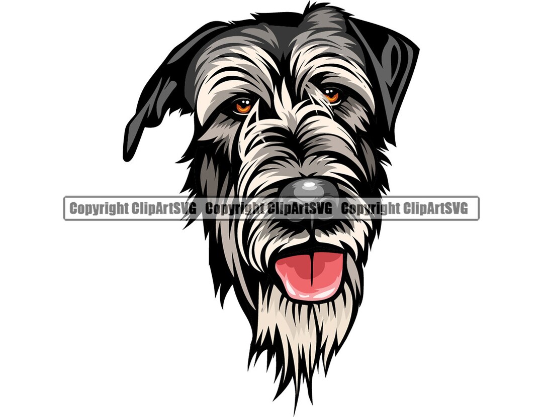 Irish Wolfhound Dog Breed Happy Smiling Puppy Animal Pet Color Artwork ...