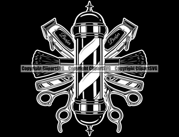 Barber Design Hair Clipper Trimmer Shop Barbershop Pole Razor | Etsy