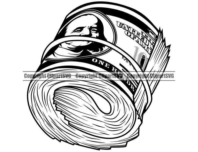 Money Rolled up 100 Hundred Dollar Bill Rubber Band Stack Knot | Etsy