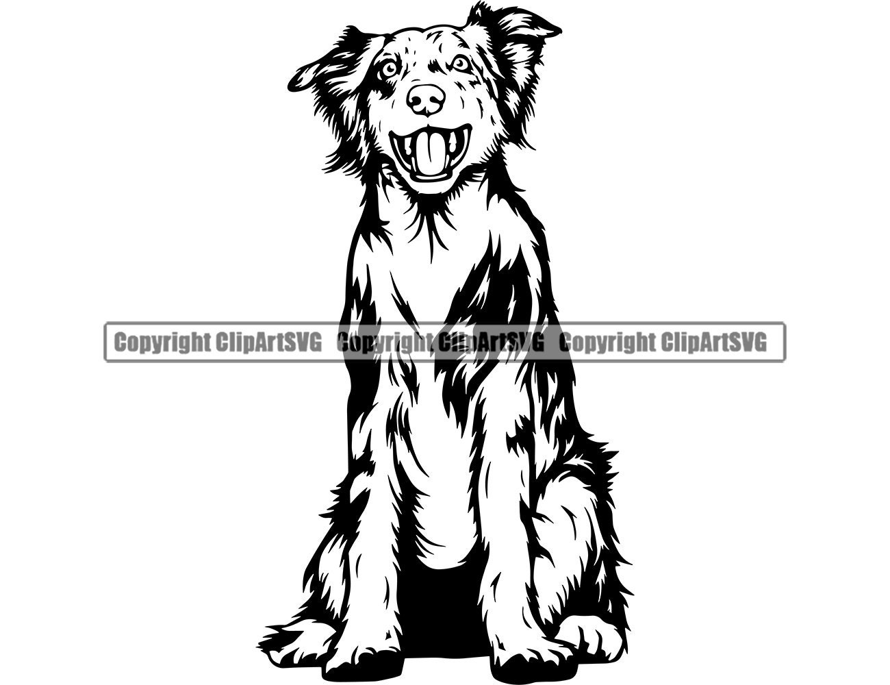 Australian Shepherd Sit Sitting Breed Happy Paw Puppy Pup Pet Clip Art ...