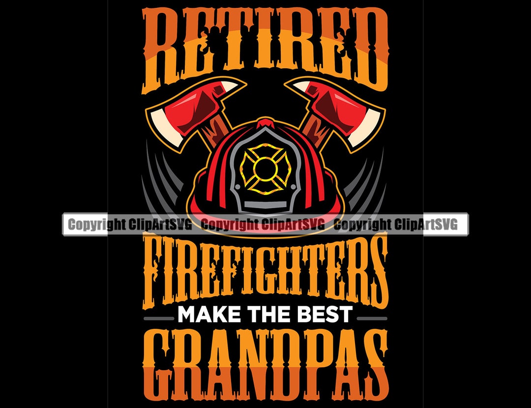 Firefighter Grandpa Retired Hero Shield Sign USA America American Flag ...