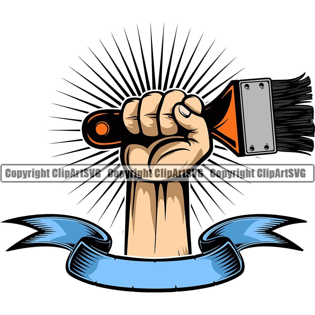 Hand Holding Paint Brush Painter Painting Tool Handyman Work Worker Job ...