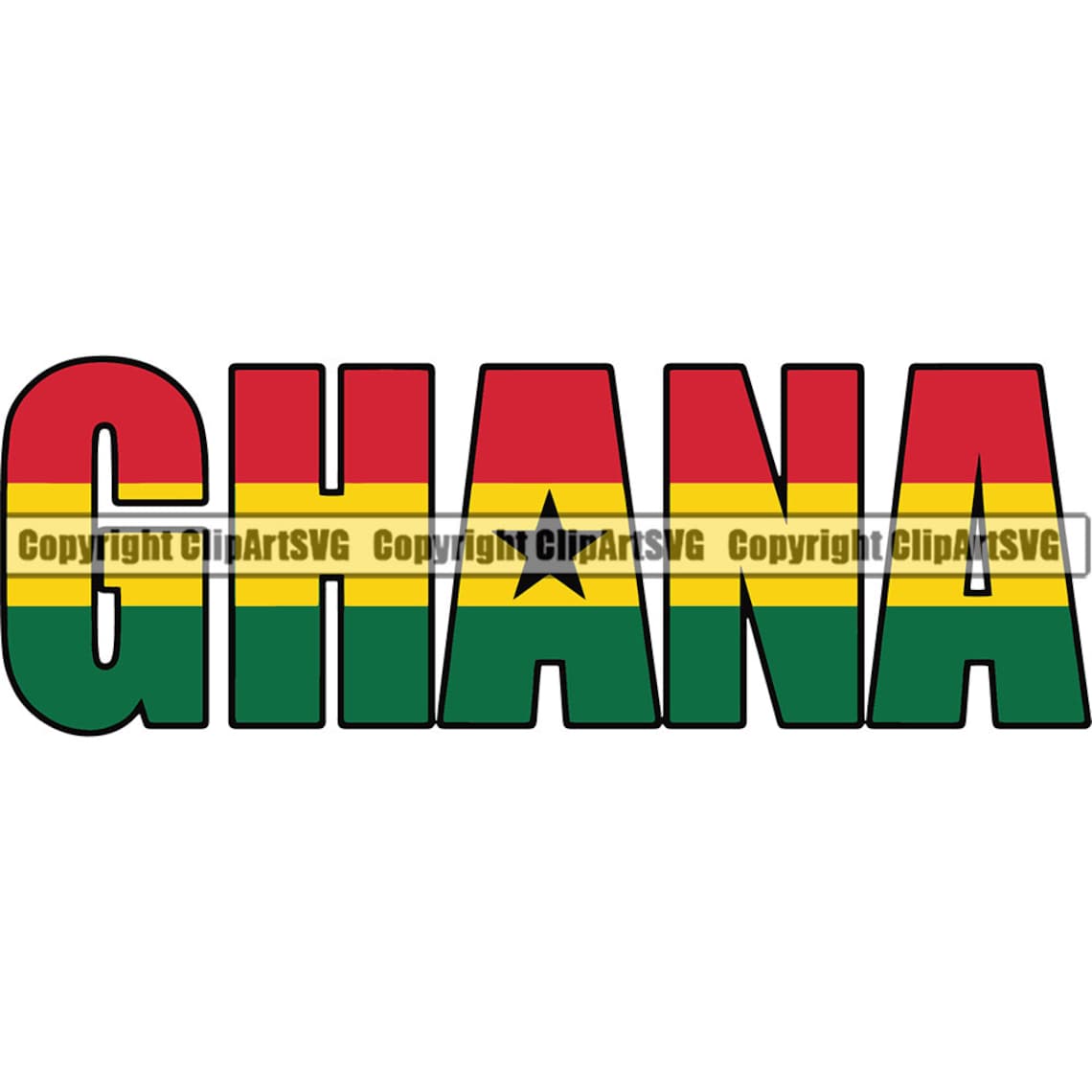 Ghana Ghanaian Text Word Letter Typography Flag Country World - Etsy