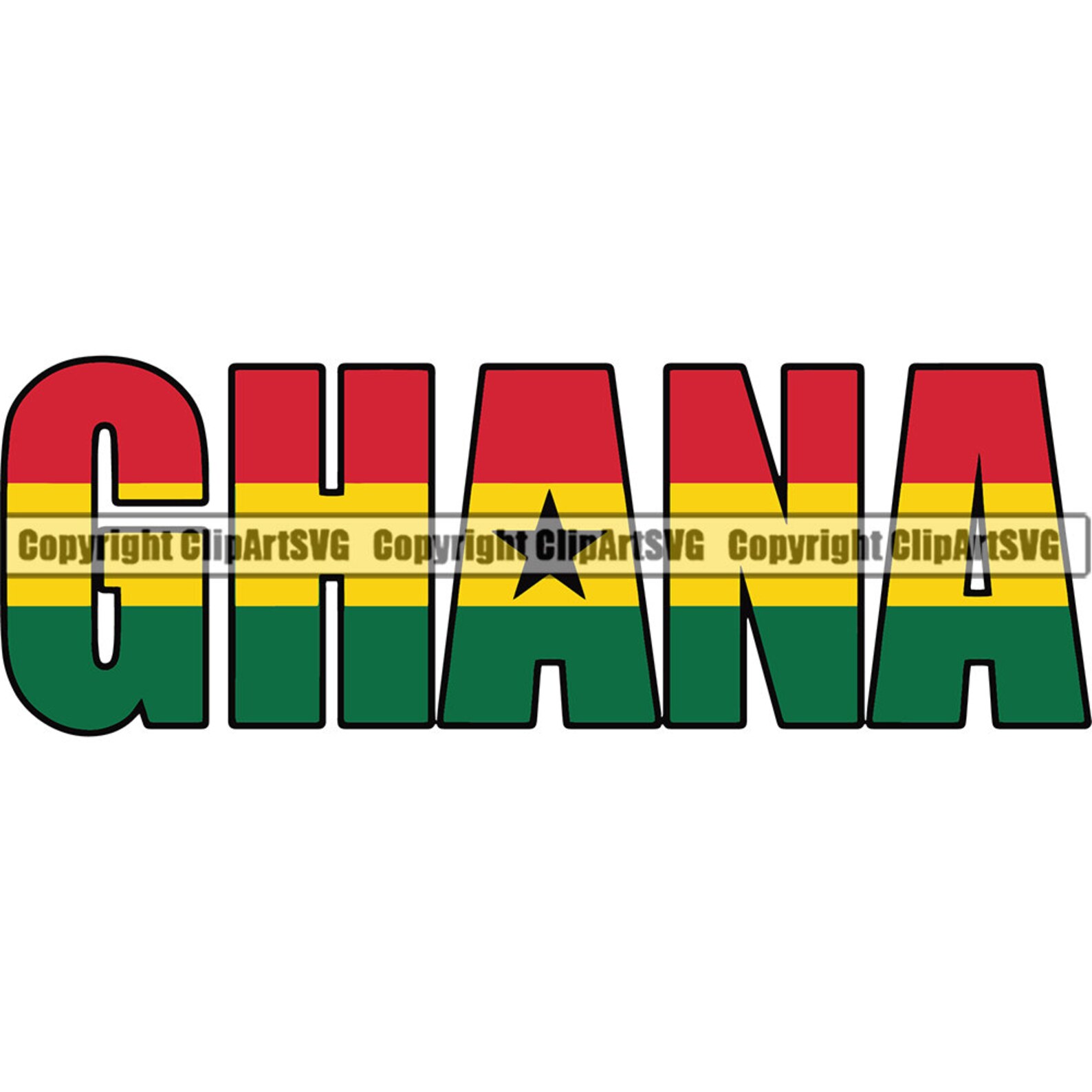 Ghana Ghanaian Text Word Letter Typography Flag Country World - Etsy