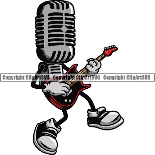 Rock N Roll Star Microphone Playing Guitar Heavy Metal - Etsy