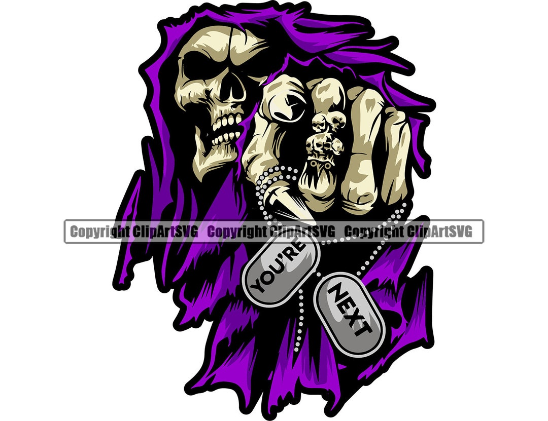 Grim Reaper Skull Skeleton Grin Grinning Game Over Chain Death Evil ...