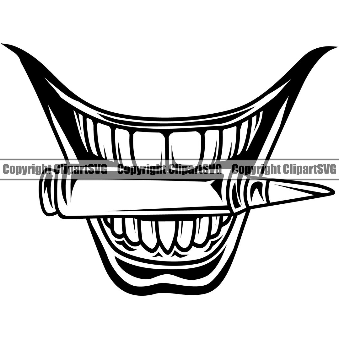 Joker Smile Clown Bite Bullet Laughing Ha Funny Mouth Mask Evil Grin ...