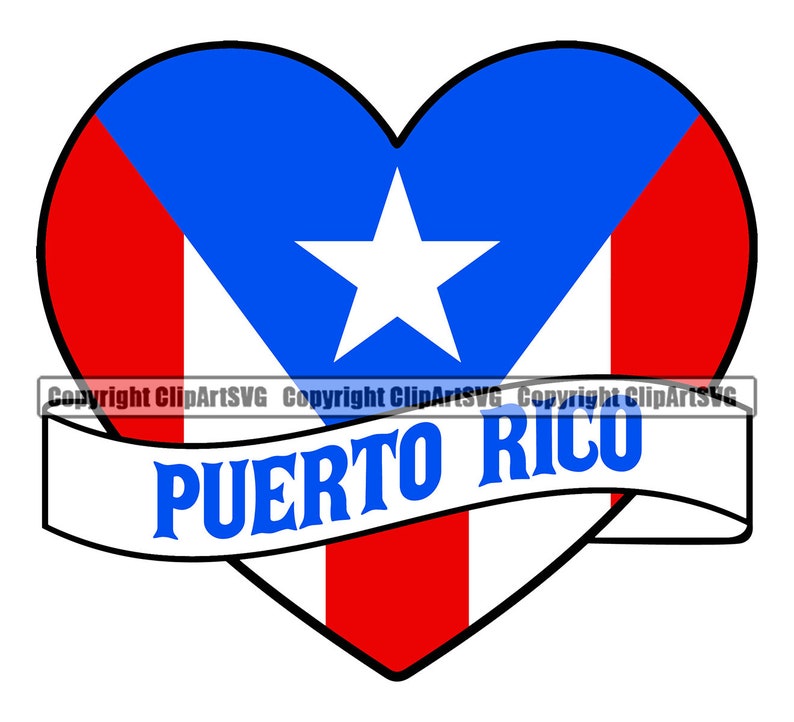 Puerto Rico Rican Heart Love Flag Country World Nation Map Sign Symbol ...