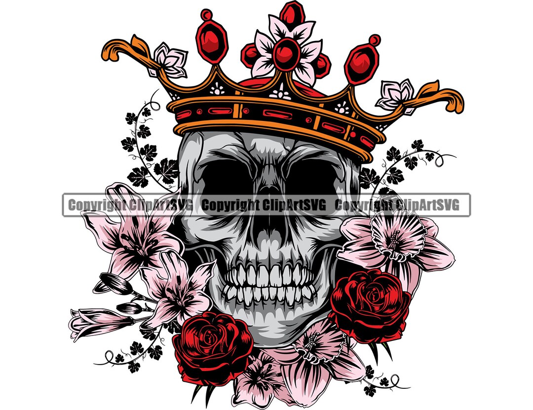 Skull Roses Flowers Grin Death Love Dead Head Evil Kill Killer Tattoo ...