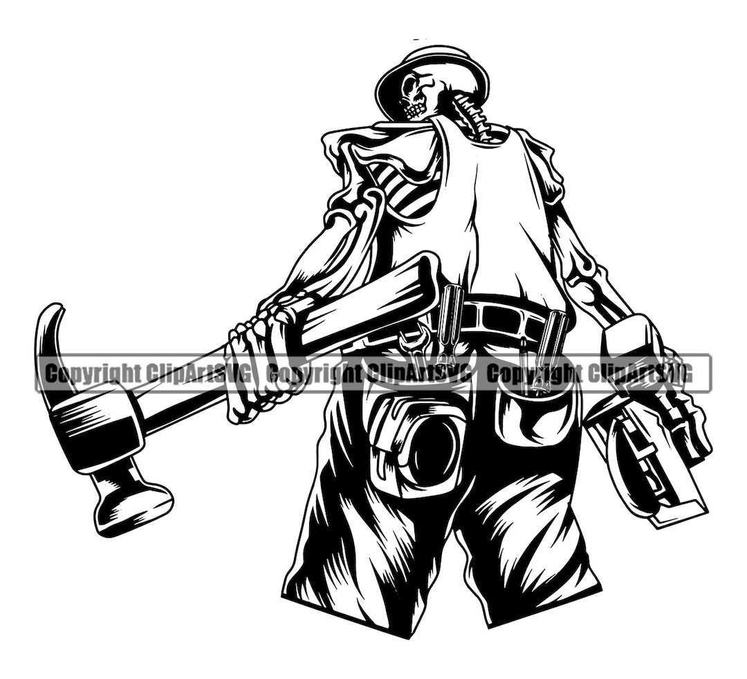 Carpenter Skull Skeleton Home House Repair Service Construction ...