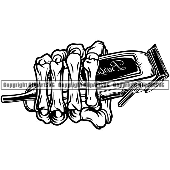 Skeleton Hand Holding Clippers Trimmers Barber Shop Barbershop | Etsy