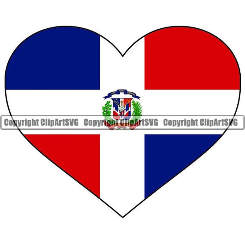 Dominican Republic Heart Shaped Flag Caribbean Island Country World ...