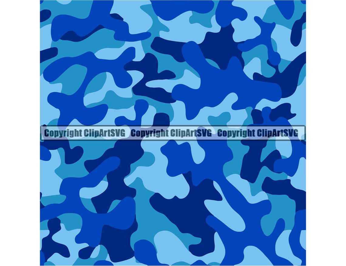 Blue Camo Camouflage Seamless Pattern Army Print Military Hunt | Etsy
