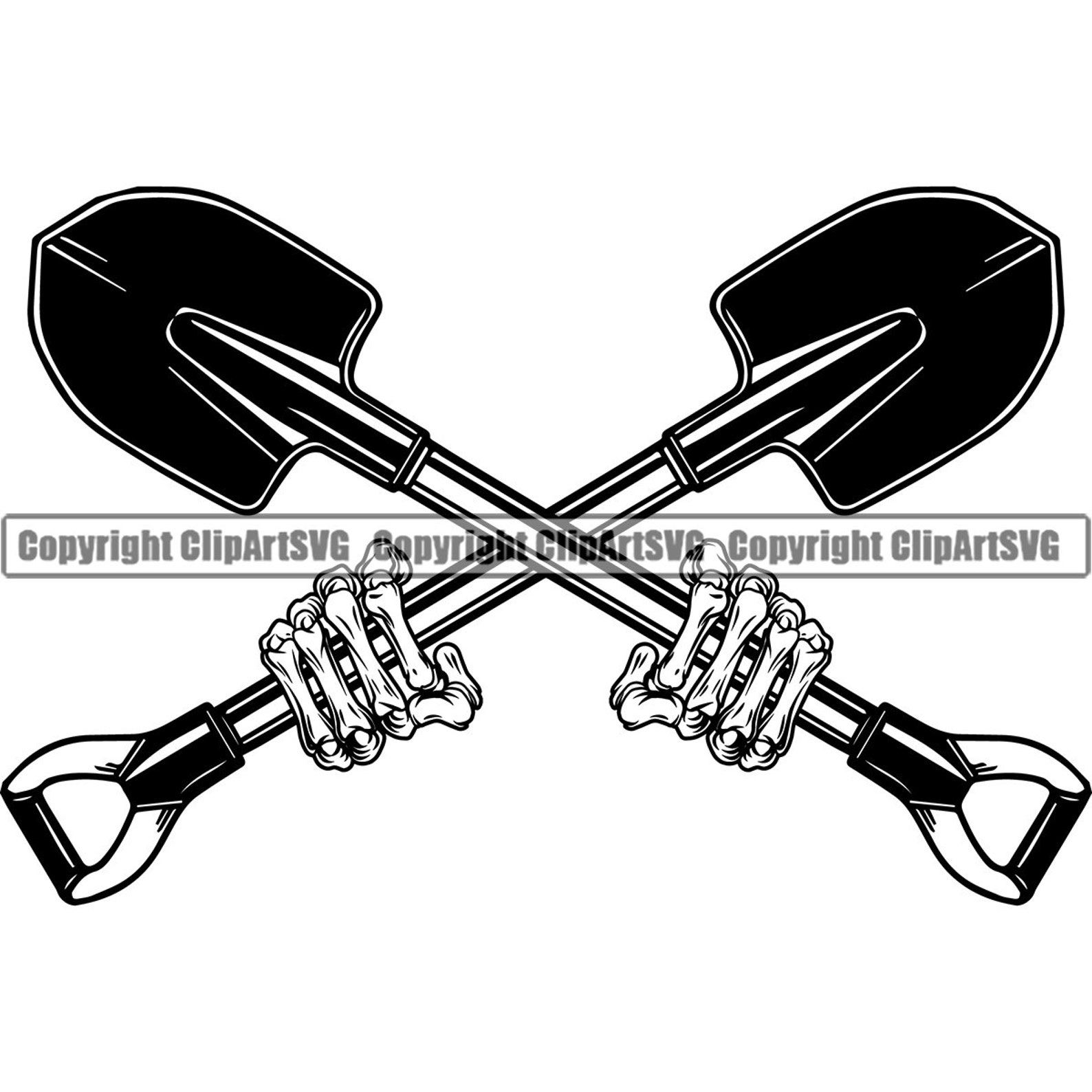 Construction Skeleton Hand Holding Shovel Level Build Handyman Work ...