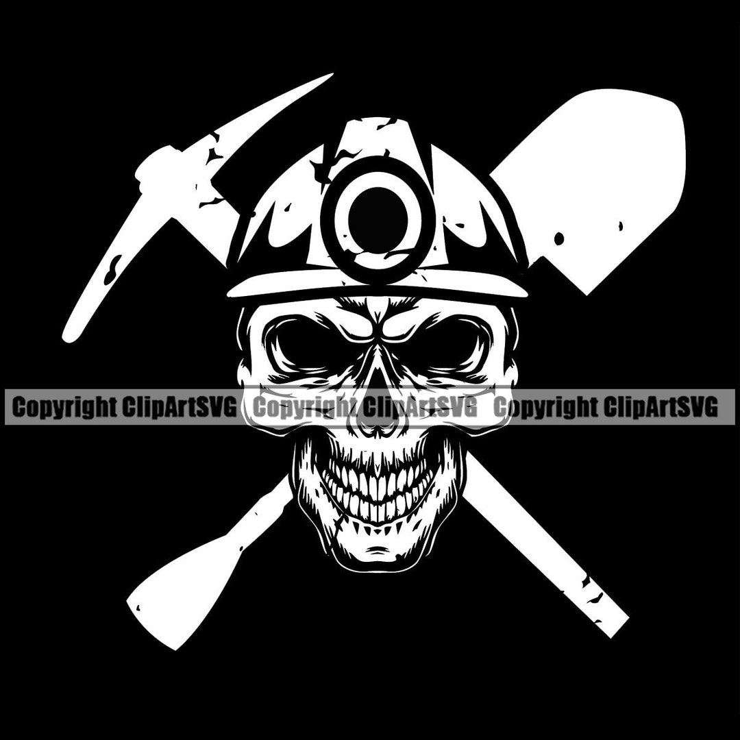 Mining Skull Mine Miner USA US Flag Pick Axe Pickaxe Hatchet Dig ...