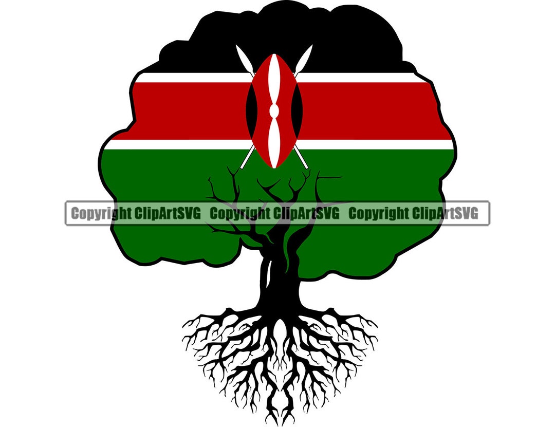 Kenya Kenyan Tree Roots Family Home Flag Country World Nation Map Sign ...