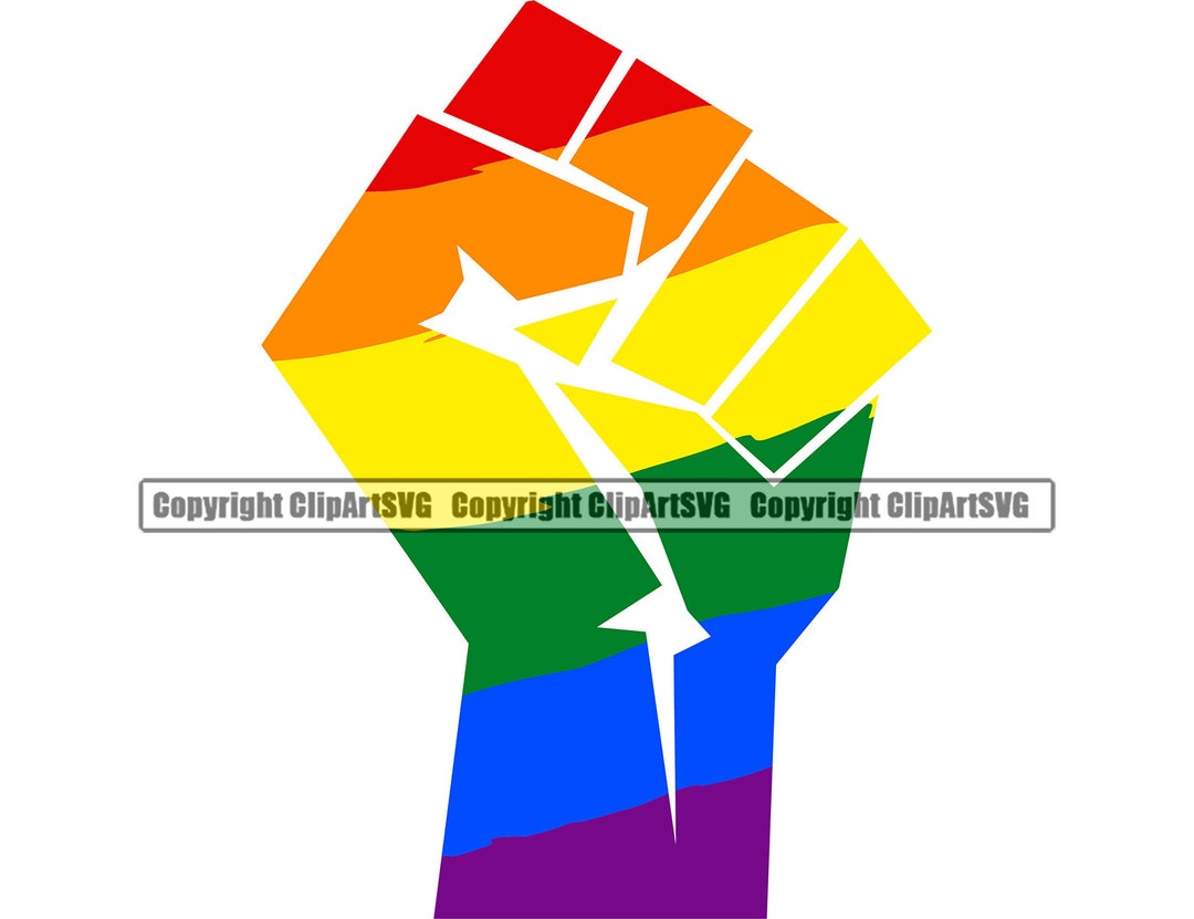 Gay Fist Hand Pride Symbol Rainbow Flag LGBT Pride Rights Power ...