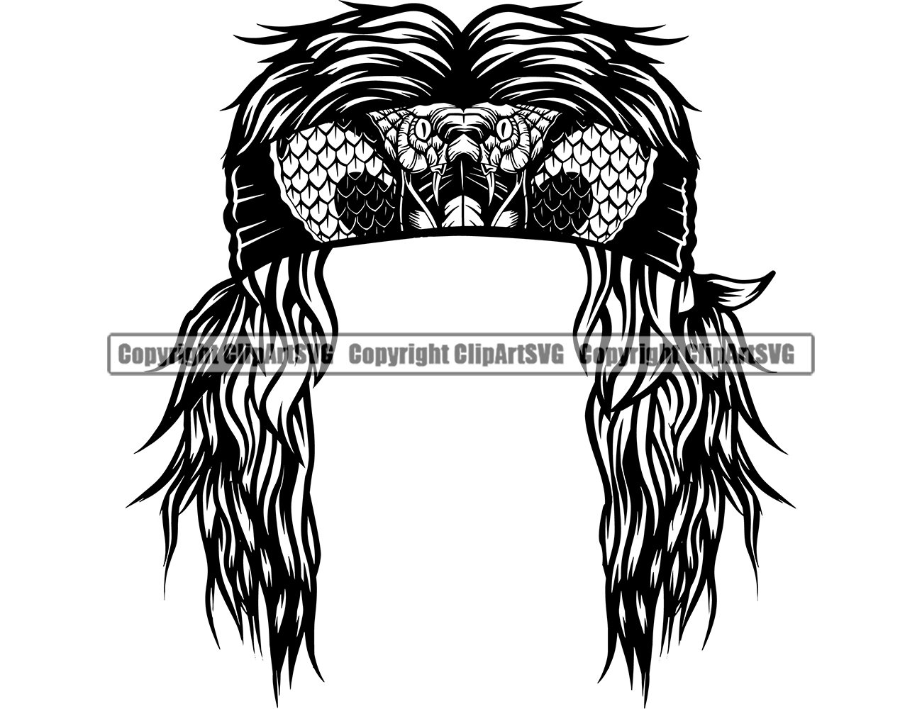 Biker Rock N Roll Long 80s Hair Snake Headband Head Evil Man Tattoo ...