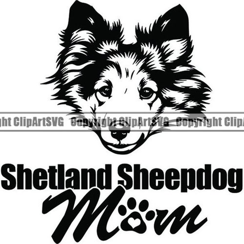 Sheltie Dog Head Svg Vector Graphic Art Shetland Sheepdog Cut - Etsy
