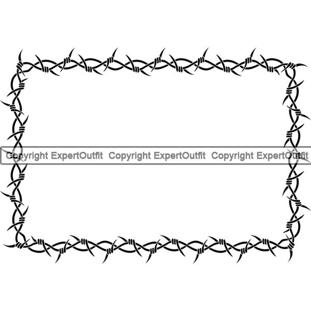 Barbed Wire Rectangle Frame Razor Fence Fencing Barb Bob Forbidden ...