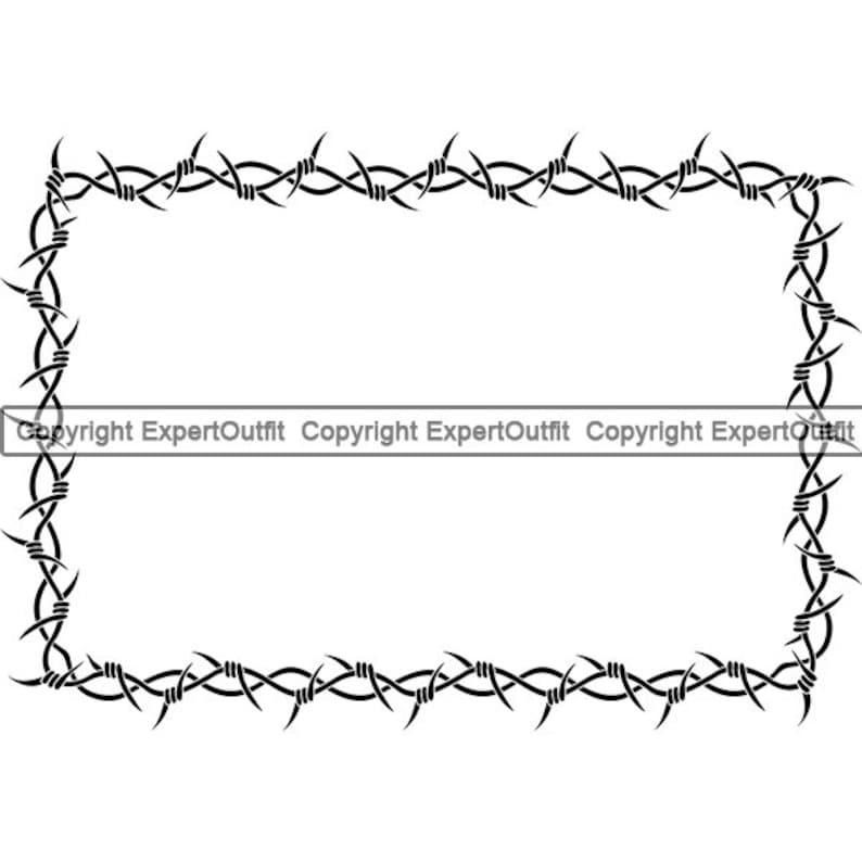 Barbed Wire Rectangle Frame Razor Fence Fencing Barb Bob Forbidden ...