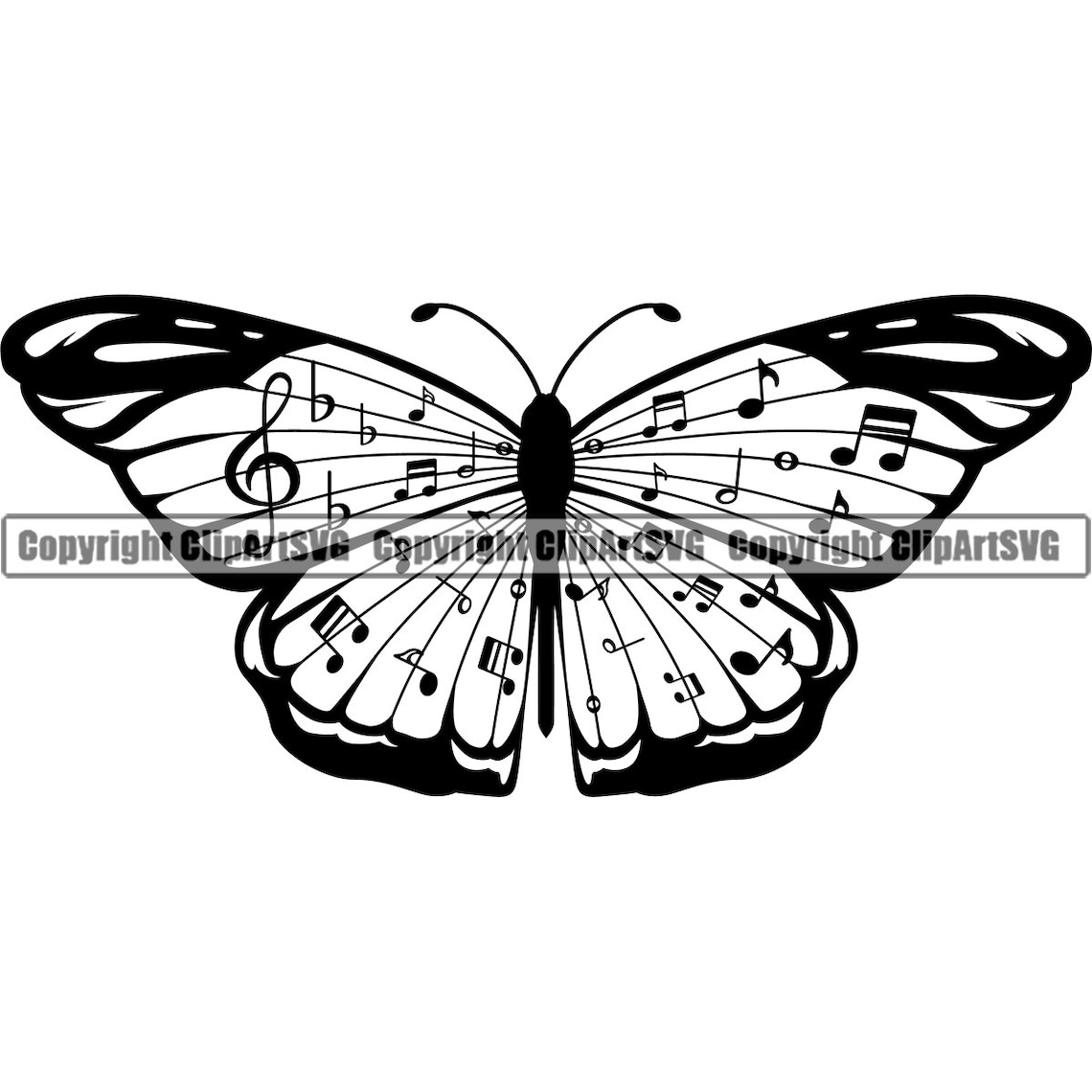 Music Note Symbol Butterfly Wings Treble Clef Sheet Musical - Etsy