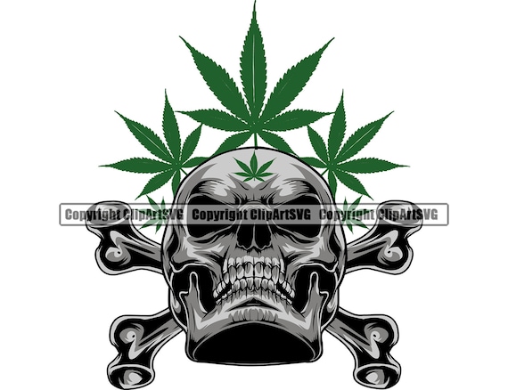 Skull Crossbones Marijuana Leaf Skeleton Grin Grinning Bones - Etsy