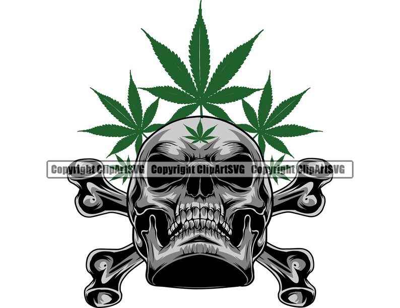 Skull Crossbones Marijuana Leaf Skeleton Grin Grinning Bones - Etsy