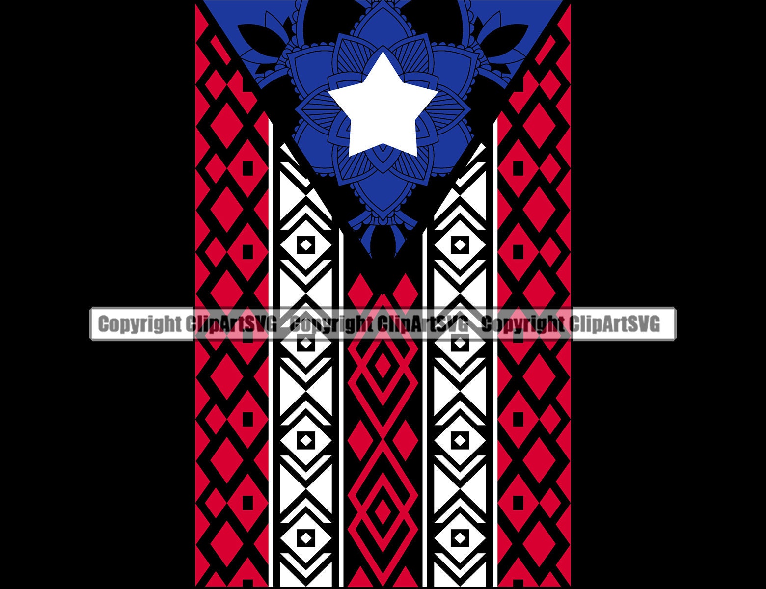Puerto Rico Rican Flag Aztec Pattern Decoration Country Nation - Etsy