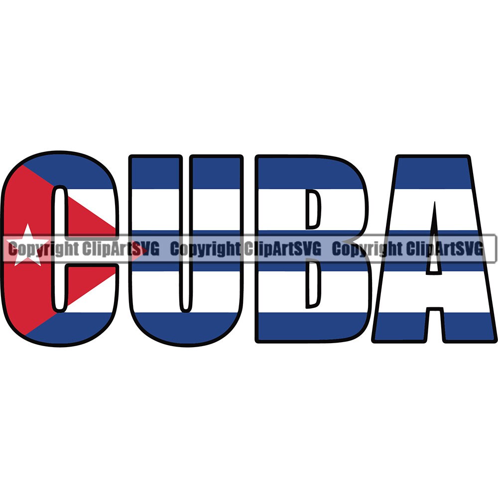 Cuba Cuban Name Word Text Flag Country World Nation Map Sign - Etsy